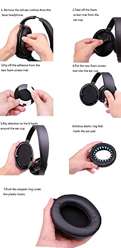 Aquelo SoundTrue Replacement Ear Cushions Soft Protein Leather Ear Pads Compatible with Bose QuietComfort25 QC35 QC35II QC25 QC15 Ae2 Ae2i Ae2W Over-Ear Headphones(Black&Blue)