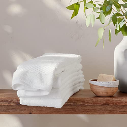 Amazon Aware 100% Organic Cotton Plush Bath Towels - Hand Towels, 4-Pack, Dark Gray