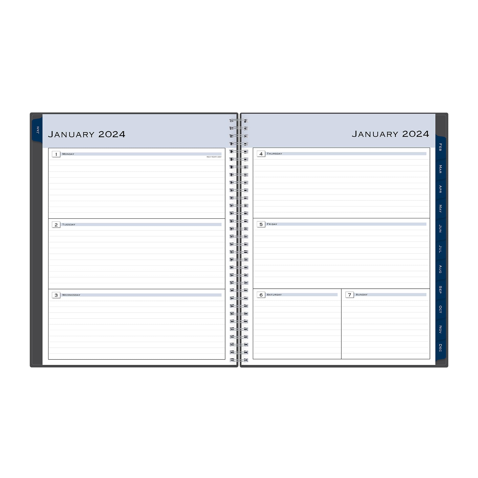 2024 Blue Sky™ Passages Weekly/Monthly Planning Calendar, 8-1/2" x 11", Charcoal Gray, January to December 2024, 100008