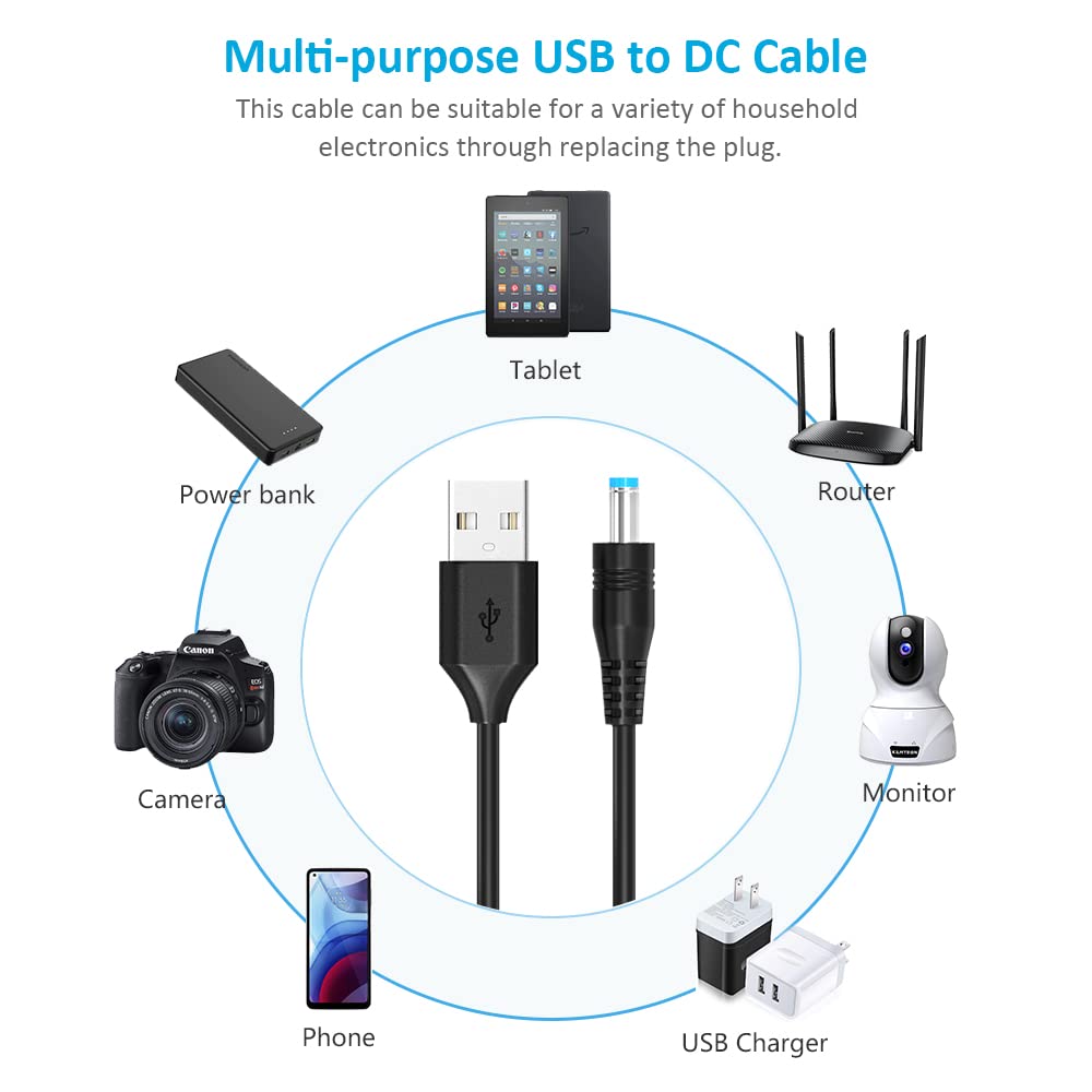 Basicvolt Universal Power Cable USB-A Cable with 14 Interchangeable Connectors 5V USB Charging Cable Compatible with PS3 PS4 Controller Digital Camera Smart Phone Go Pro Pad Speaker Xbox