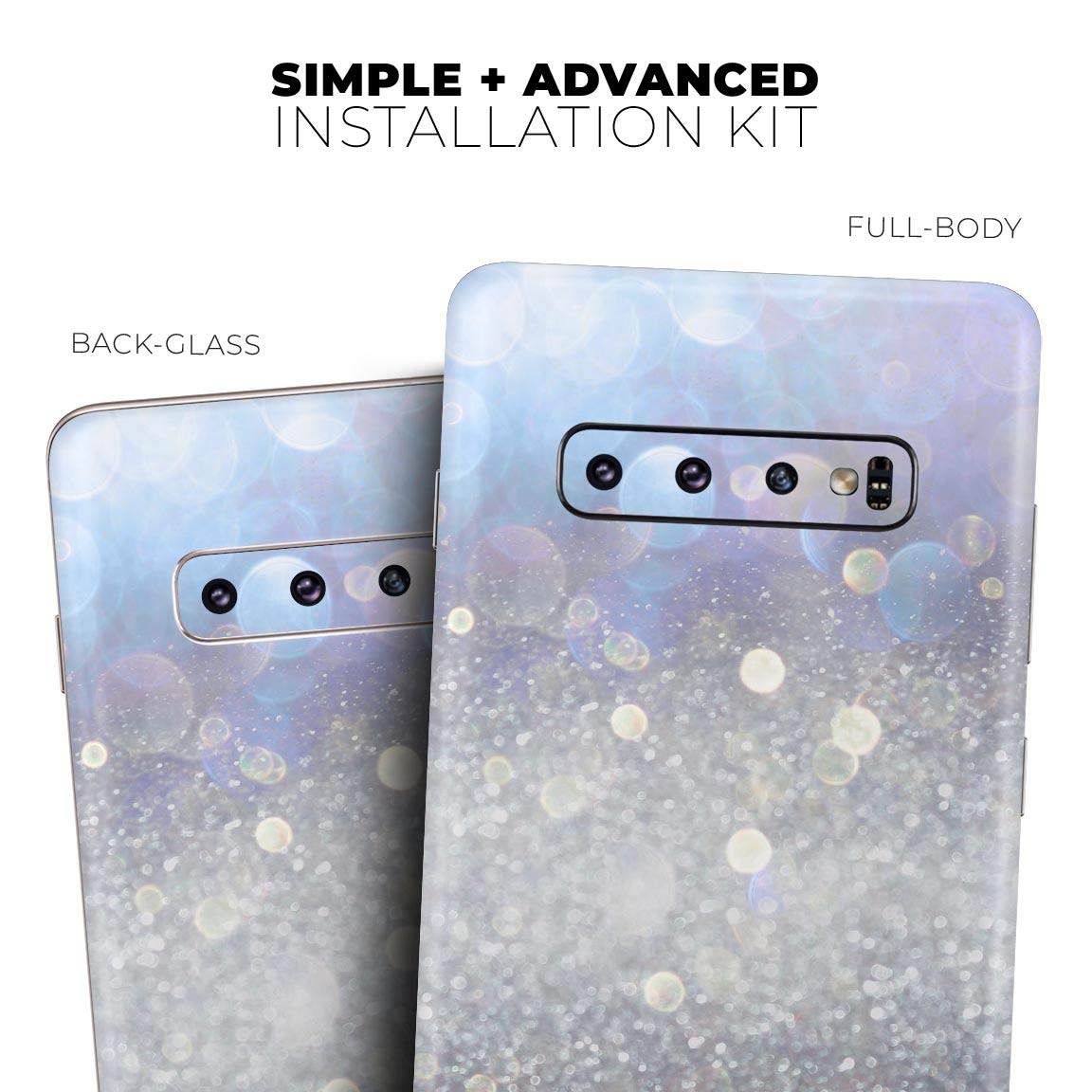 DesignSkinz Light Blue and Tan Unfocused Orbs of Light Protective Vinyl Decal Wrap Skin Cover Compatible with The Samsung Galaxy S20 (Screen Trim & Back Glass Skin)