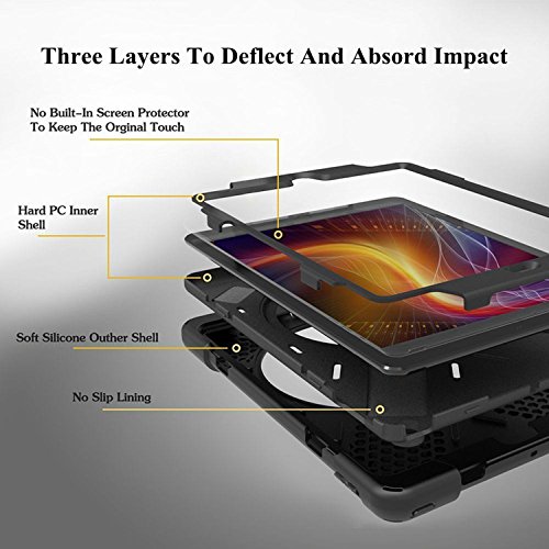 TSQ Case for iPad Mini 1/ Mini 2/ Mini 3 for Kids 7.9 Inch | Rugged Shockproof Case w/Stand Hand Strap Shoulder Strap Case Cover for iPad Mini 1st 2nd 3rd Generation | Black