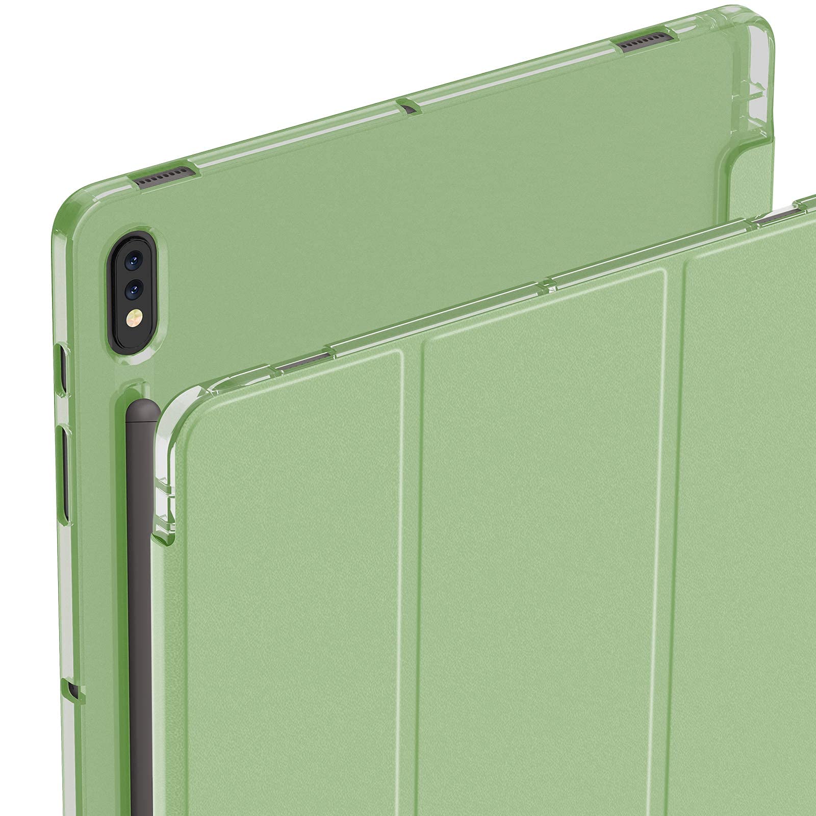 Soke Galaxy Tab S8+/S7 FE/S7 Plus 12.4 inch Case with S Pen Holder, Translucent Soft TPU Back Cover for Samsung Tab S8+ 2022/S7 FE 2021/S7 Plus 2020 [SM-X800/X806/T730/T736B/T970/T975],Green