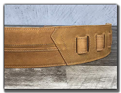 Anthology Gear The Original Straight Up Full Grain Padded Leather Guitar Strap - For Electric, Acoustic and Bass Guitars (3" Width, Tobacco)