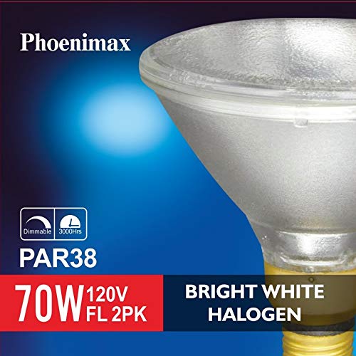 2Pack Par38-120V-70W (Flood, 90W Equivalent) Halogen Bulb Bright White 2900K 1300Lm