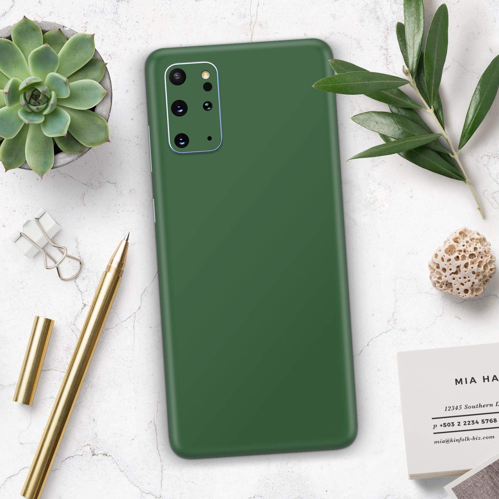 DesignSkinz Solid Hunter Green Protective Vinyl Decal Wrap Skin Cover Compatible with The Samsung Galaxy S20 (Screen Trim & Back Glass Skin)