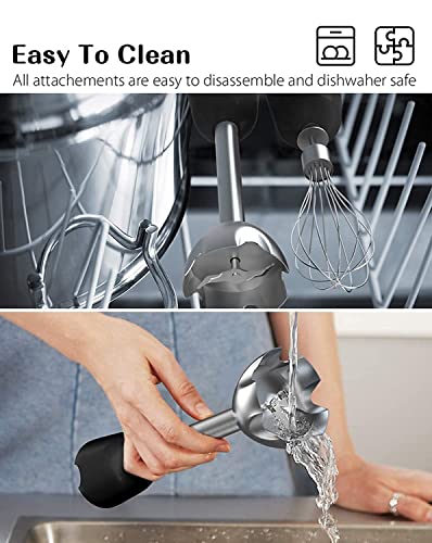 Aibesy Hand Blender Electric,Handheld Immersion Blender,Stick Blender with 6 Adjustable Speeds and Turbo Function,500W 2-in-1 Hand Blender with Whisk
