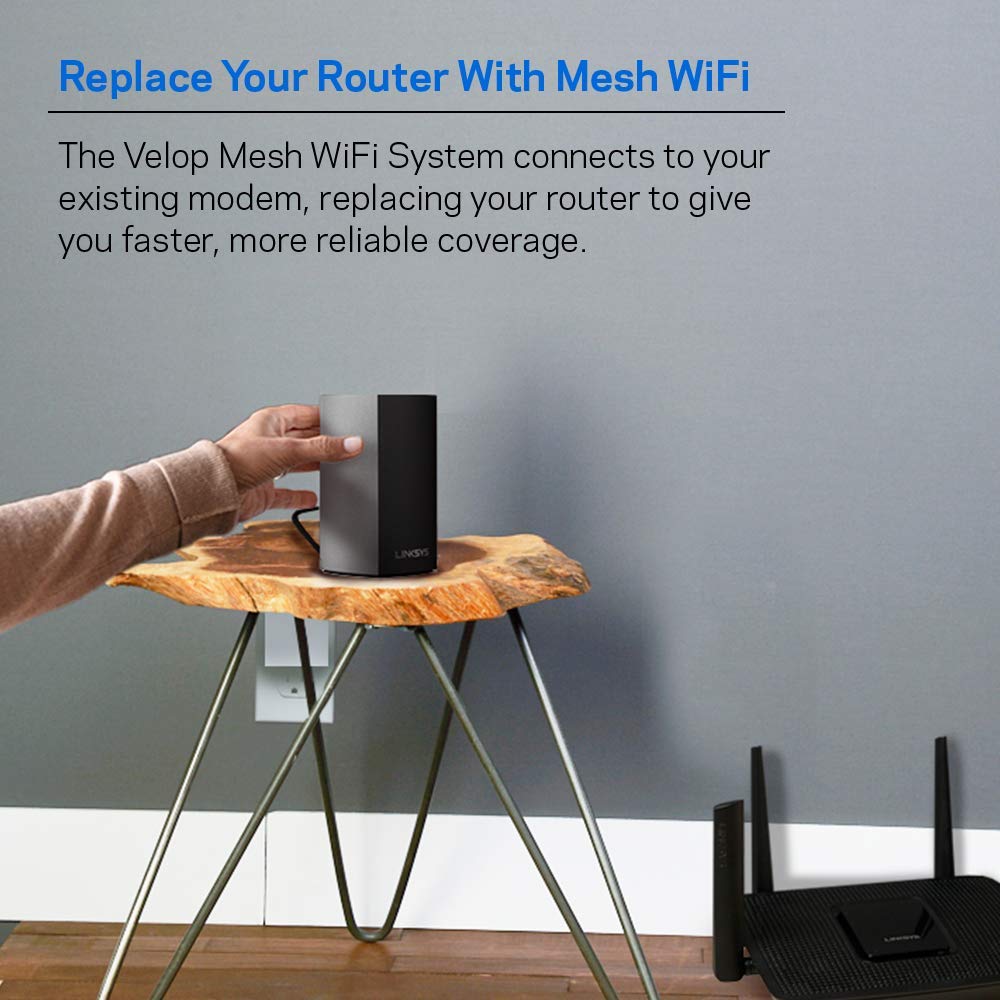 Linksys MC3600 Velop Whole-Home Mesh WIFI System (Mesh Router for Whole-Home Wifi Mesh Network), 3-Pack, Black