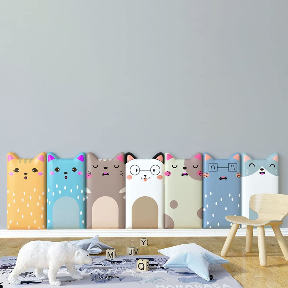 3D Self- Adhesive Thicken Wall Padding for Room, Anti- Collision Wall Stickers Cartoon Design Wallpaper Murals Soft Wall Mat for Nursery 1pcs (As Shown)