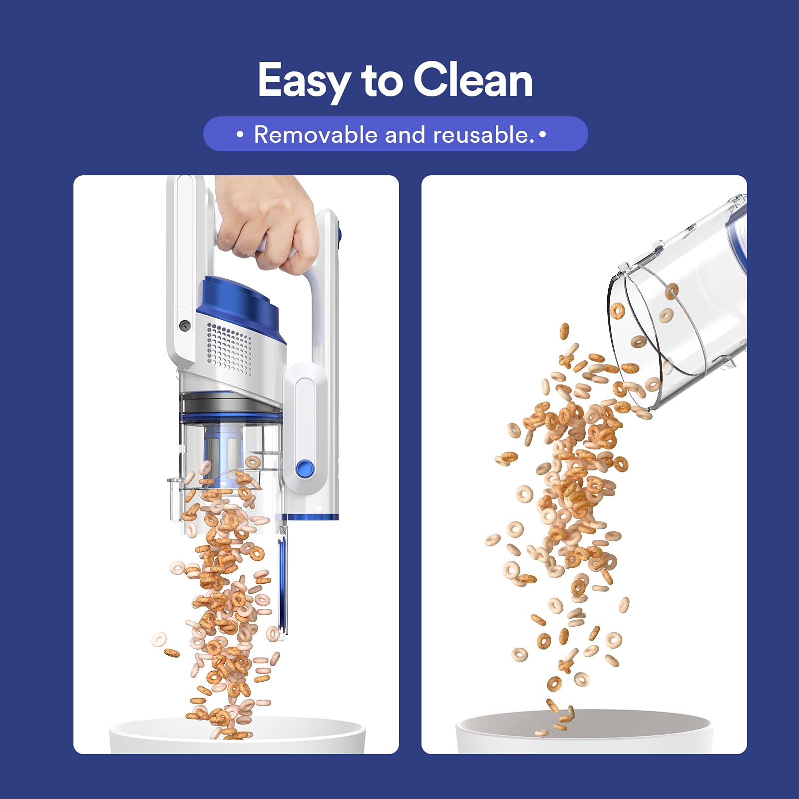 YTE Cordless Stick Vacuum Cleaner, 15KPa Powerful Suction Up to 45 Mins Runtime, 6-in-1 Lightweight Handheld Vaccumm-Cordless with Headlight for Home Hard Floor Carpet Car Pet Hair