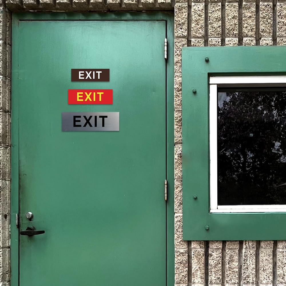 All Quality Basic Exit Wall or Door Sign - Simple & Clear To Ensure Safety | Easy to Install - Brushed Gold - Small (1 Pack)