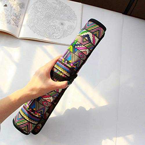 LaVenty Boho Roll Up Paint Brush Holder Painting Organization And Storage Artist Canvas Roll Pouch Bag Makeup Brushes Case Organizer Without Brushes