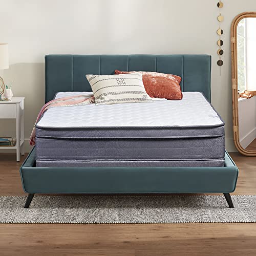 NUTAN 10-Inch Plush Foam Encased Hybrid Eurotop Innerspring Mattress and 4" Wood Low Profile Boxspring/Foundation Set, Twin