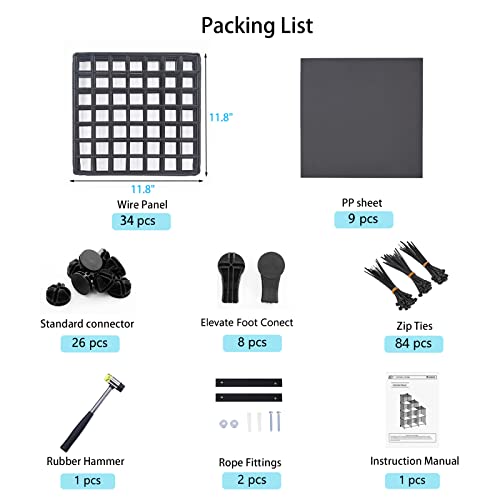 ANWBROAD Wire Cube Storage Organizer, 9 Cube Metal Grid, Wire Shelves Organizer, C grids Panels, Closet Organizer Shelves, Ideal for Bedroom Living Room Office 11.8β x 11.8β Black ULWT009B