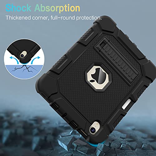 Azzsy Case for iPad Mini 6 8.3 Inch 2021 with Pencil Holder, Slim Heavy Duty Shockproof Rugged Protective Kids Case for iPad Mini 6th Generation 8.3β2021,Black