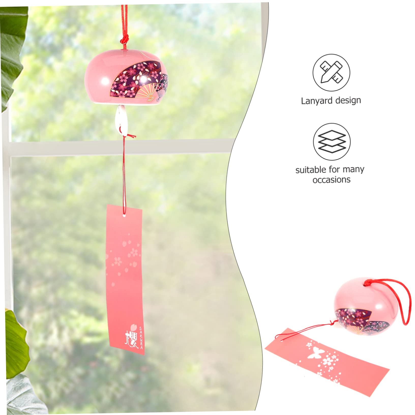 5pcs Japanese Ceramic Wind Chimes Novel Wind Chime Festival Wind Chime Wind Chime for Garden Wedding Hanging Decor Decorative Wind Chime Wind Bell Decor Simple Wind Chimes