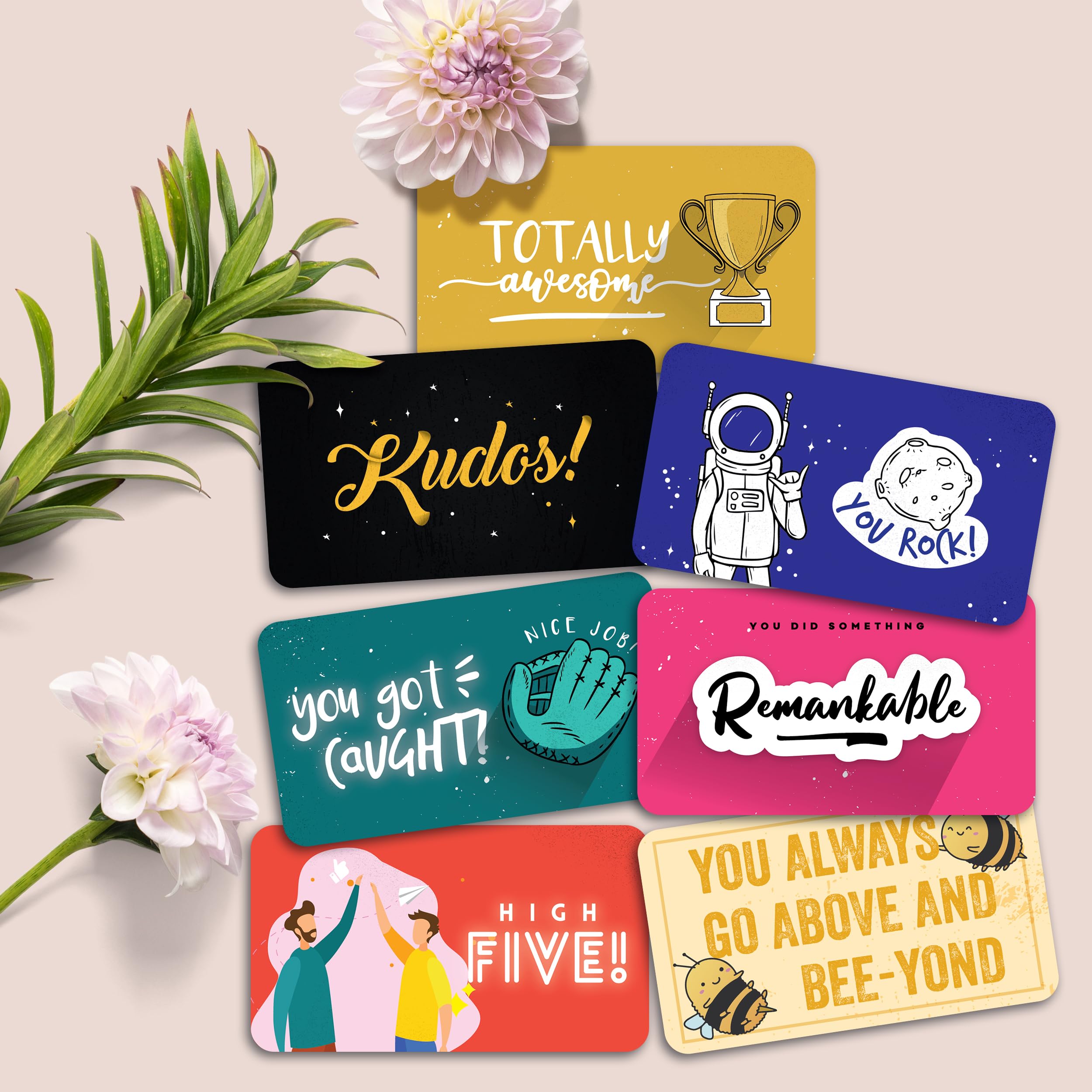 70 Kudos Cards - Thank You Appreciation & Recognition Blank Back Postcard – School Lunch Box Kids Notes – Business Employee Motivational Affirmation Bulk Gift – Teacher Reward Inspirational
