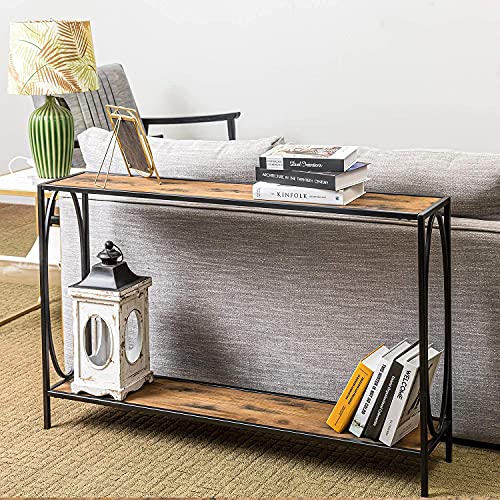 2 Tier Narrow Console Sofa Entryway Table with Storage Shelf for Living Room Hallway Foyer Corridor Office, 47" L x 9" W x 29" H