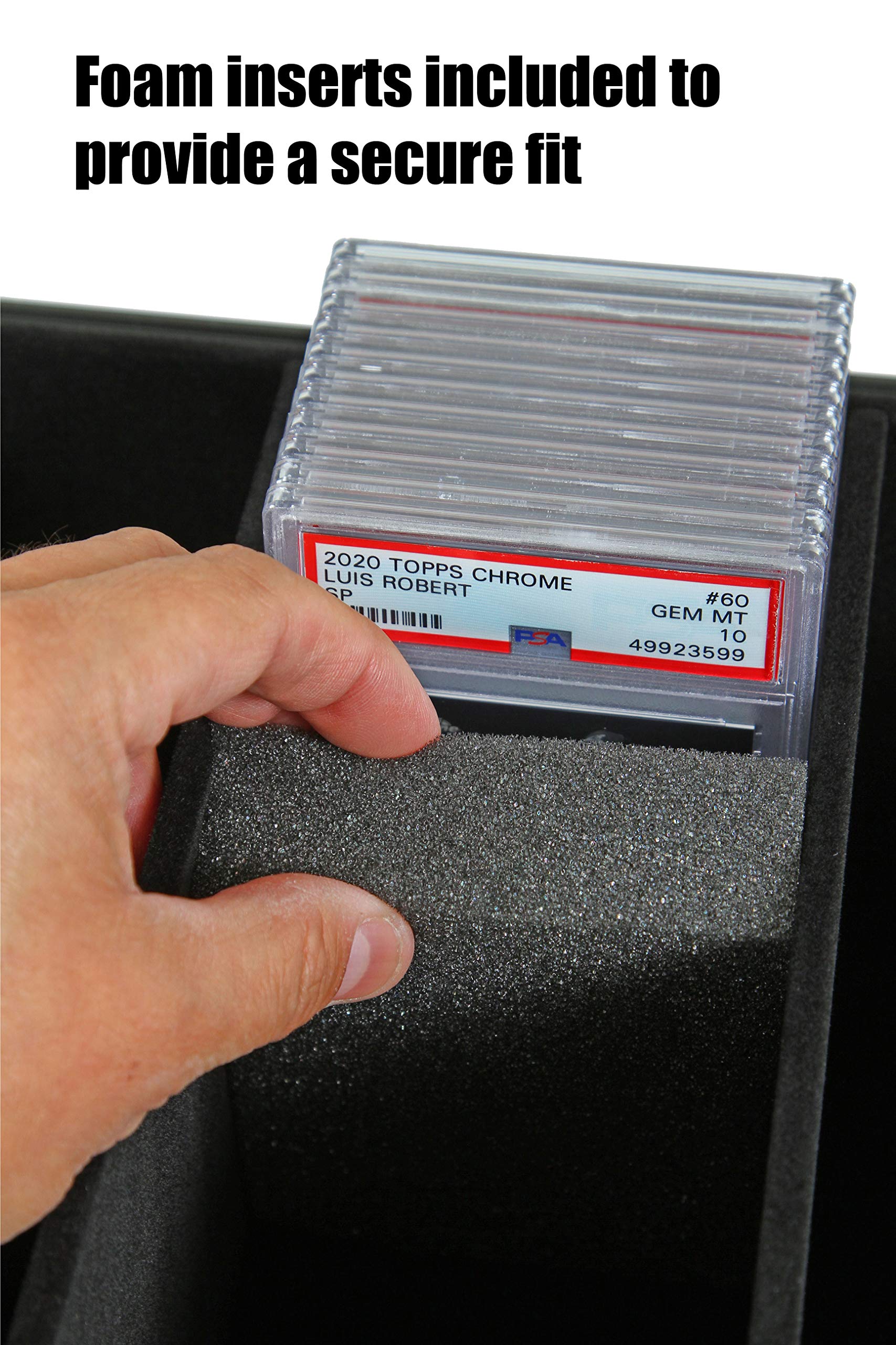 2TUFF Graded Card One-Touch and Screwdown Sports Card Case - Fits PSA and BGS Graded Slabbed Cards One Touch Screw Down Cases - 4 Slots with Lockable Latch