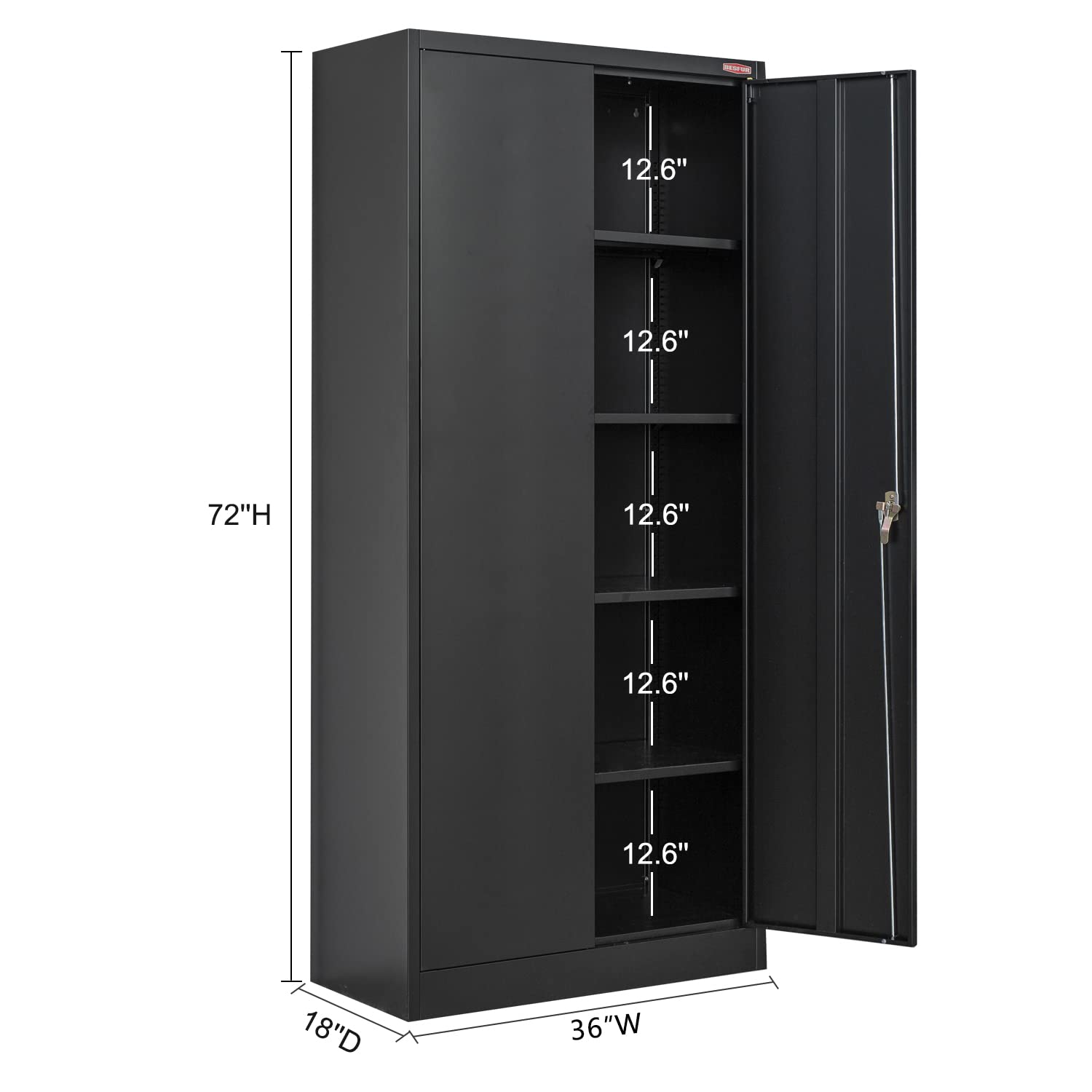 BESFUR Metal Storage Cabinet, 72" H Large Metal Cabinets with 4 Adjustable Shelves and Locking Doors, Classic Steel Storage Cabinet for Home, School, Office, Garage (Black)…