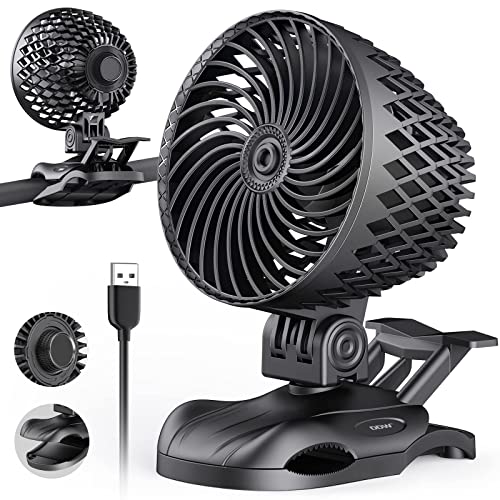 2023 New USB Desk Fan, Variable Speed Clip on Fan with Strong Airflow&Sturdy Clamp, 360°Rotation Adjustable Portable Table Cooling Fan for Home Office Car Stroller