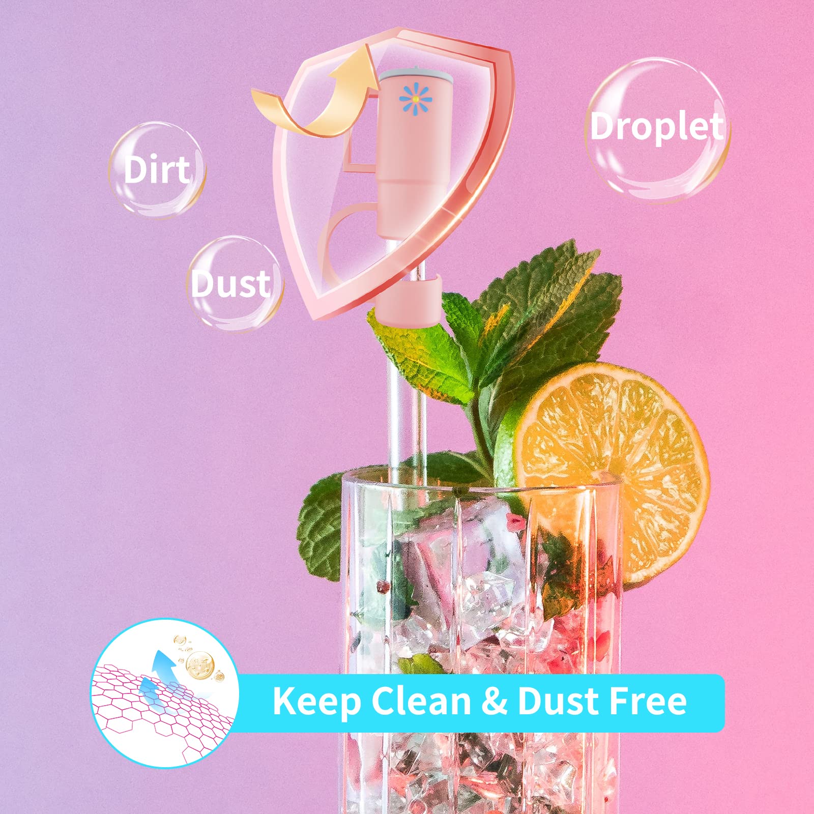 6Pcs Tumbler Shape Straw Tips Cover Cap Food-Grade Silicone Tips Reusable Drinking Straw Plugs Dust-Proof Lids Soft Cute Straw Protectors for 8-10 mm Stanley Cups Straws