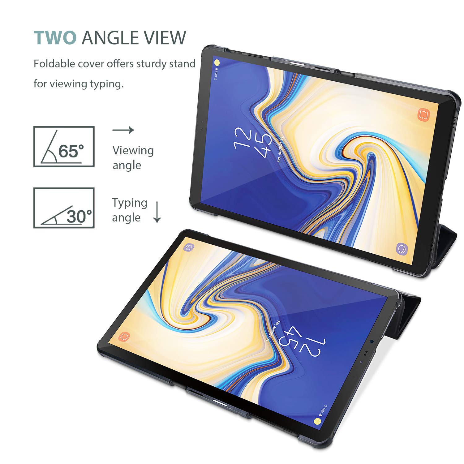 ProCase Slim Case for Galaxy Tab A 10.5 2018 T590 T595 T597, Light Stand Hard Shell Cover Protective Case for Galaxy Tab A 10.5-Inch Tablet SM-T590/T595/T597 -Black