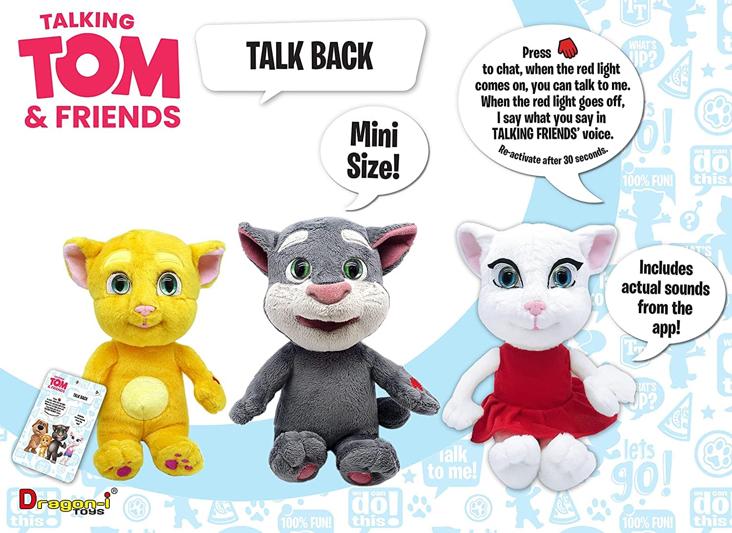 Official Talking Tom & Friends 10 Inch Tom Plush Toy with Interactive Talkback & App Sounds Features | an Original, Fun & Educational Cuddle Toy for Baby & Kids