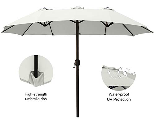 ABCCANOPY 15FT Double-Sided Aluminum Table Patio Umbrella Garden Large Umbrella,Swimming Pool 12+Colors,Light Beige