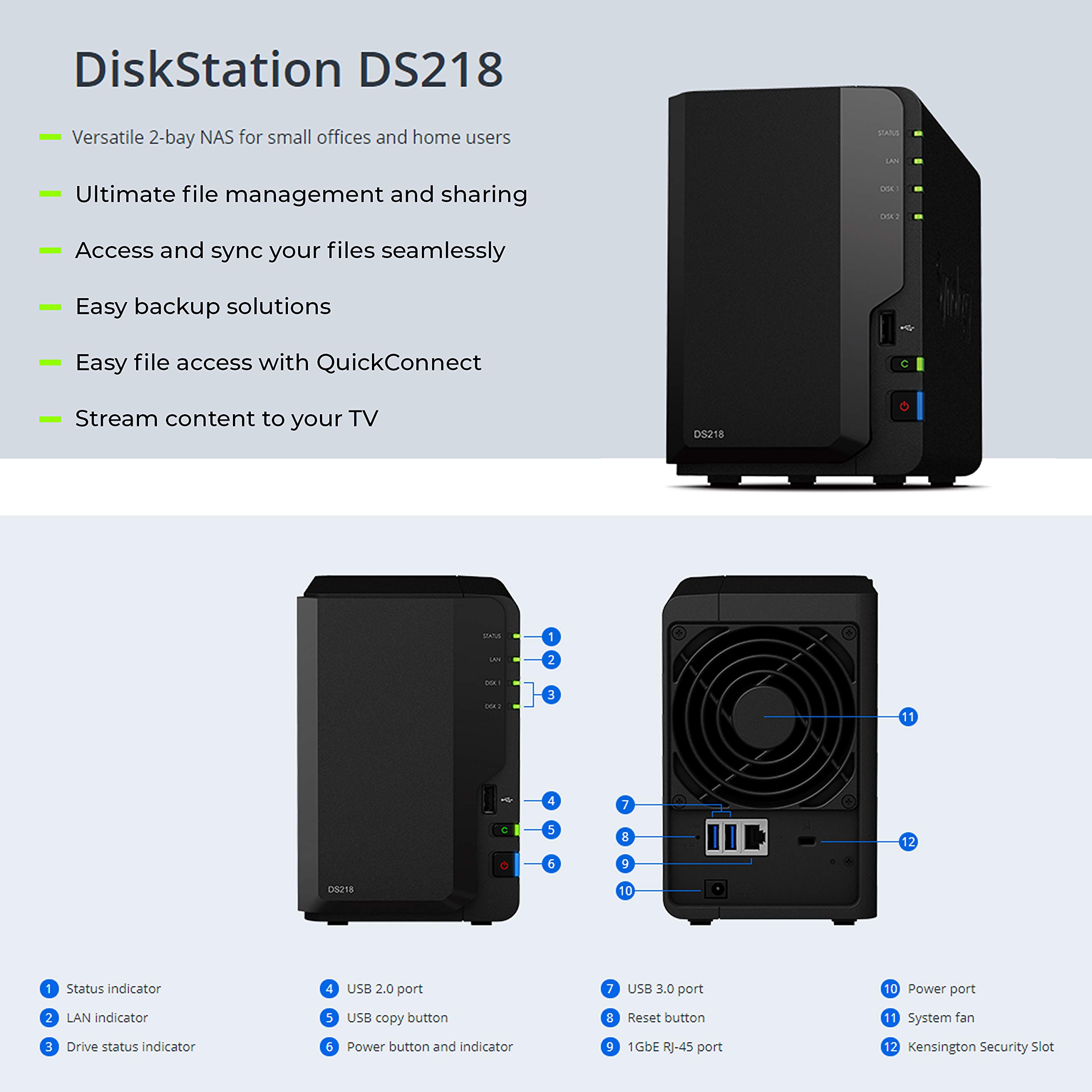 2 WD Red Pro 4TB Hard Drives 7200 Class + Synology 2 Bay NAS DiskStation DS218 (Diskless)
