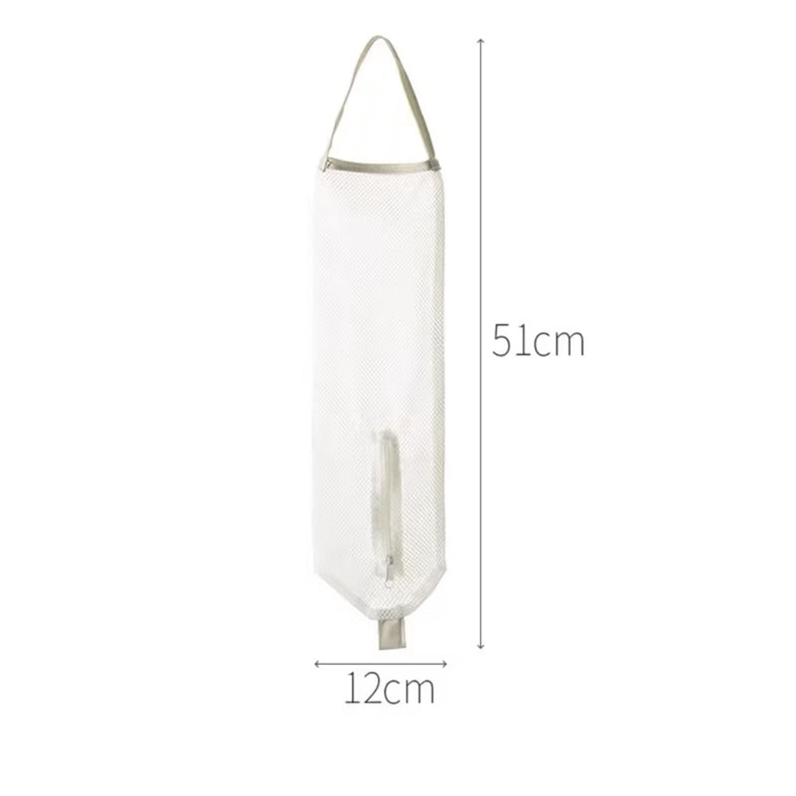 3PCS Trash Bags Storage Organizer Mesh Grocery Bag Dispenser Wall Mount Garbage Bag Storage Holder for Home Kitchen (White)