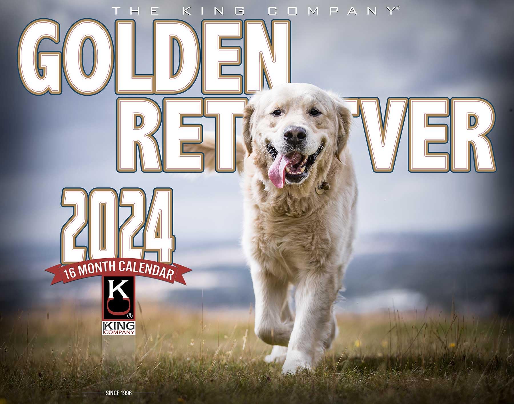 2024 Golden Retriever Wall Calendar 16-Month X-Large Size 14x22, Best Golden Retriever Dog Calendar by The KING Company-Monster Calendars