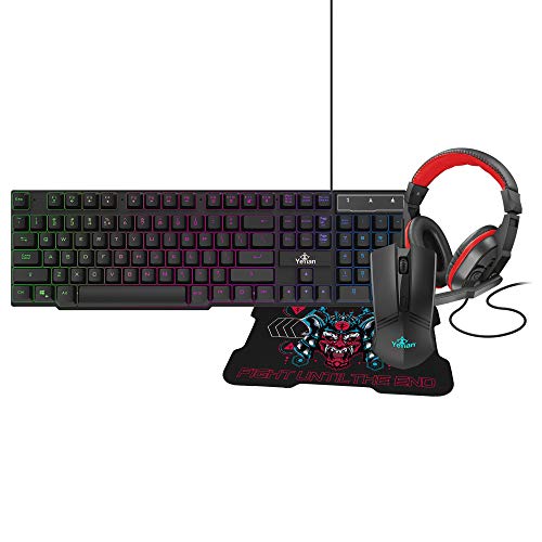 YEYIAN Hydra 2000 Gaming RGB Keyboard, Mouse, Headset, Mousepad Combo Kit