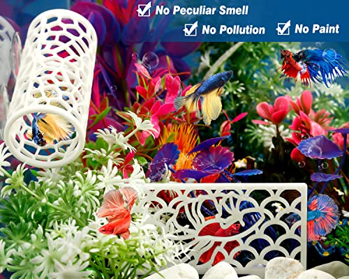 Abizoo Betta Fish Tank Accessories,Betta Bed Tunnel Cave Soft Edges for Delicate Fins, Betta House Shrimp Pleco Hide Resting Tube Siamese Fighting Fish Corner Moss Ledge for Aquarium Betta Hammock