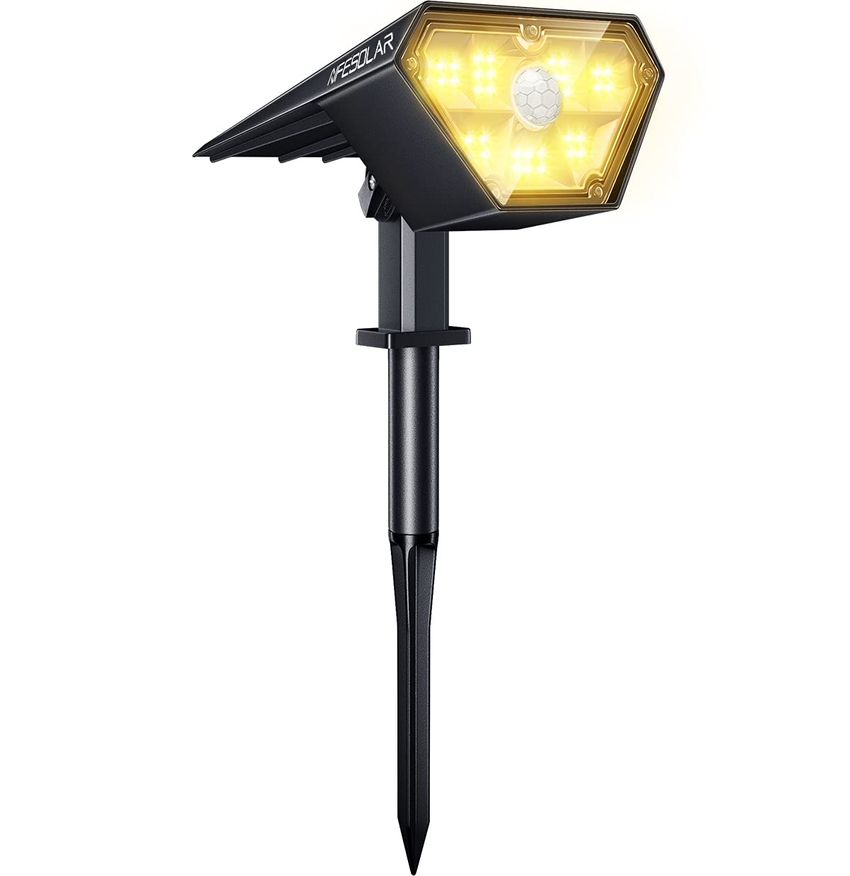NFESOLAR 2-in-1 Solar Lights Outdoor Garden (1 Pack), 38 LEDs IP65 Waterproof Solar Motion Spotlights Outdoor Decorative for Patio, Yard, Garden, Garage, Pathway, Warm White