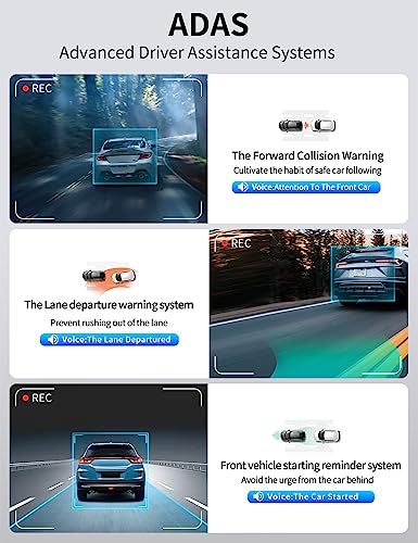 9.3" Portable Car Stereo with Adjustable 4K Dash Cam, ADAS, Wireless Apple Carplay and Android Auto, Touchscreen Handsfree Phone Mirroring