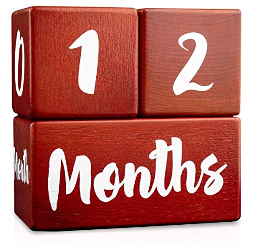 Growing Gifts Baby Milestone Blocks for Boys and Girls (3 Pc. Set) | 1-52 Weekly, Monthly, First Year, and Yearly Photo Props | Real, Natural Wood Keepsakes | Shower, Newborn, Infant | UPDATED PRODUCT