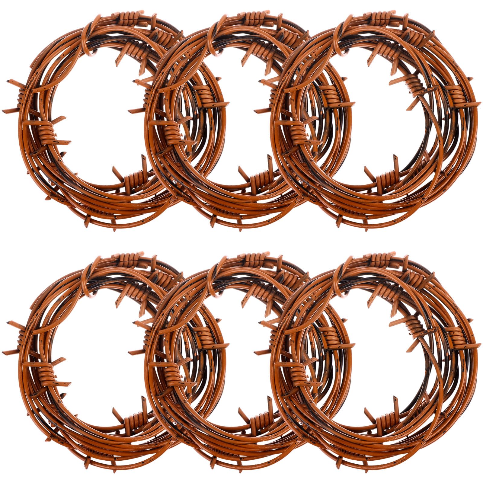49 Foot Fake Rusted Barbed Wire Decoration 6 Pcs Halloween Plastic Barb Wire Decoration Prop Rust Red Western Decor Rusty Western Party Decorations Cowboy Decor for Cowboy Western Party Decor