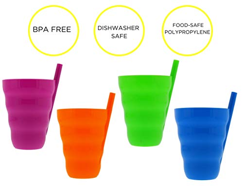 Arrow Sip-A-Cup with Built In Straw For Kids Includes Purple, Blue, Green, Orange (8 Pack)