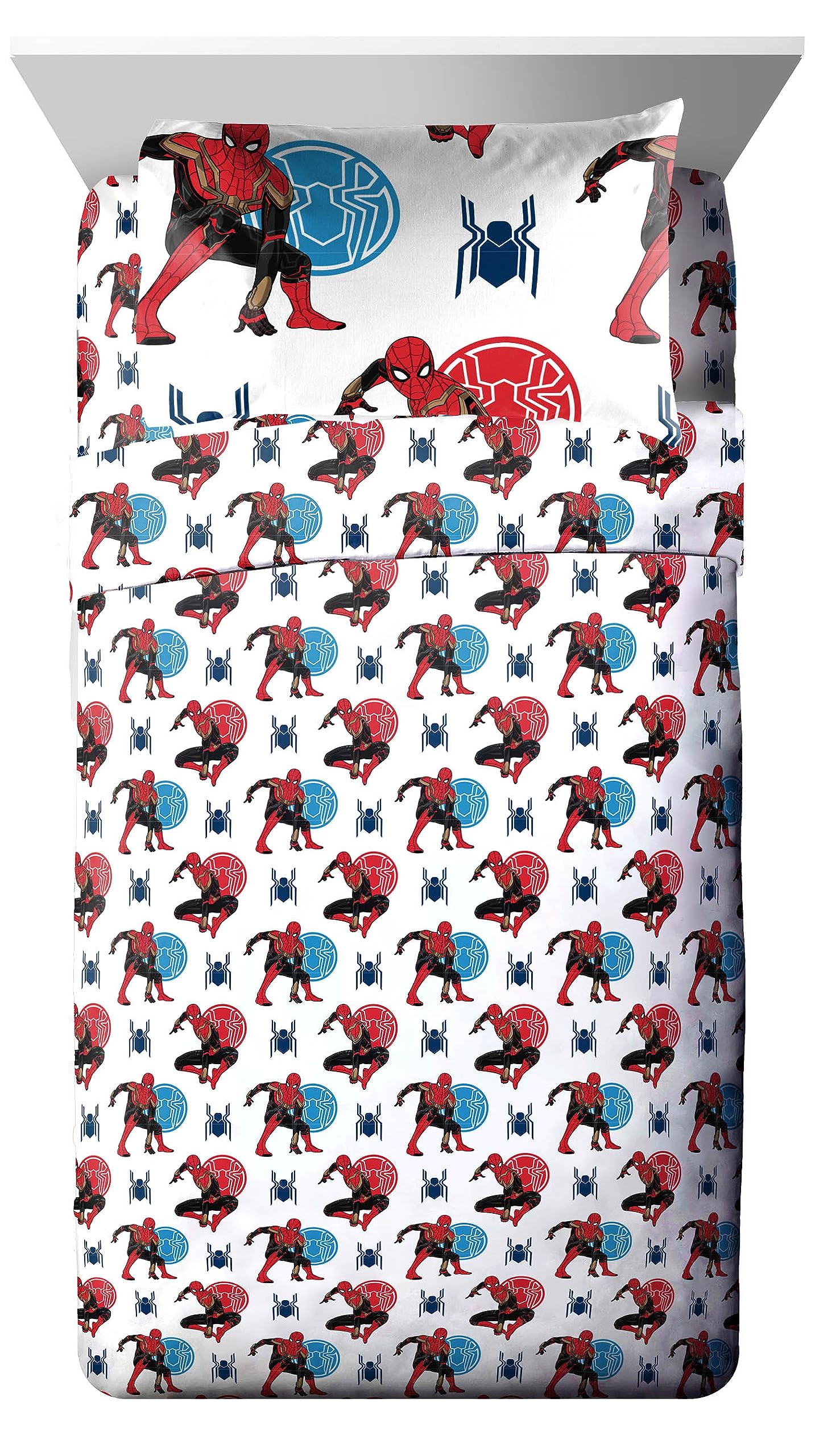 Jay Franco Marvel Spiderman Full Comforter Set - 5 Piece Bedding Includes Sheet Set & Pillow Covers - Super Soft Friendly Neighbor Microfiber Bed Set