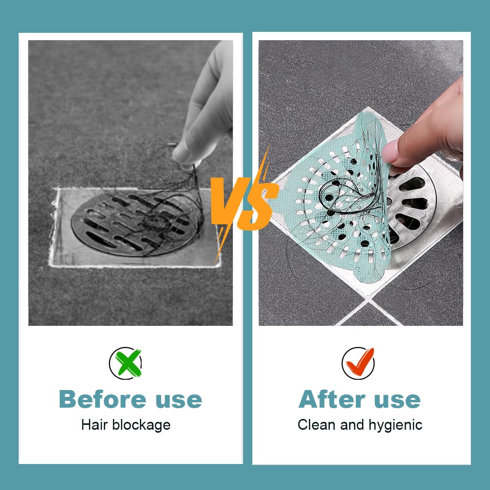 50 PCS Disposable Hair Drain Stickers, 2024 Upgrade Disposable Self-adhesive Floor Drain Stickers, Shower Drain Covers Protector Hair Catcher Mesh Stickers for Shower Kitchen Bathroom Bathtub (150)