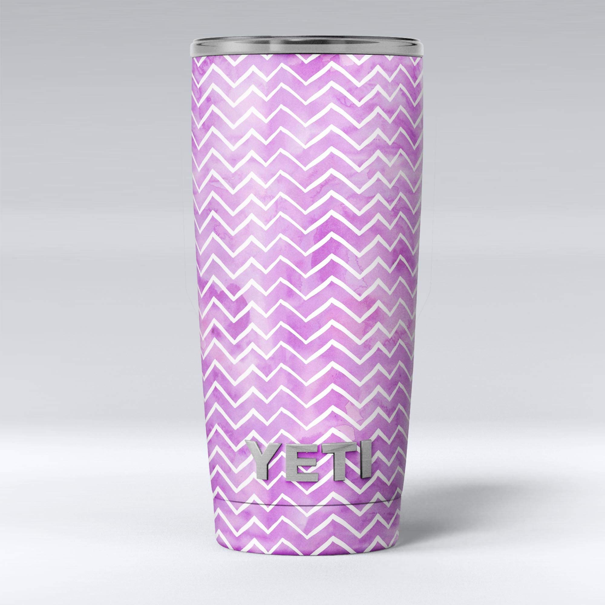 Design Skinz White Chevron Over Purple Grunge Surface - Skin Decal Vinyl Wrap Kit Compatible with The Yeti Rambler Cooler Tumbler Cups