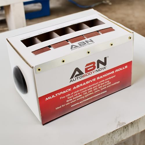 ABN Abrasive Paper 5pc Sand Paper Variety Pack with Dispenser – 150, 240, 320, 400, 600 Grit Aluminum Oxide Sandpaper