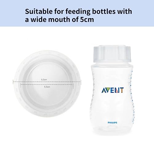 Baby Bottle Lid Screw Lids Aka Travel Caps with Rewritable Sealing Disc Compatible with Avent Wide Mouth Bottles Baby Bottle Lid Cap Replace Natural Bottle Sealing Ring and Sealing Disc (4pcs)