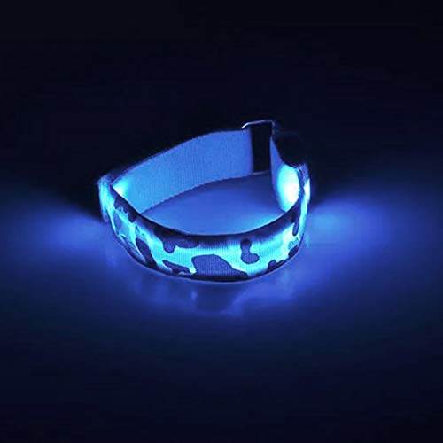 2X LED Safety Bands-Replaceable Battery - 3 Modes High Visibility Running Armbands with LED Lights,LED Armbands for Cycling Hiking Jogging Biking Outdoor Sports (White)