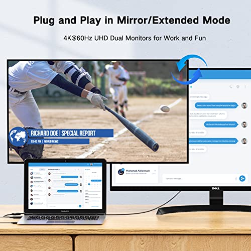 FOINNEX HDMI to DisplayPort Adapter, 4K@60Hz Not-Bidirectional HDMI to Display Port, Unidirectional HDMI Source to DP Display Male to Female for Computer, Monitor, PS4, NS