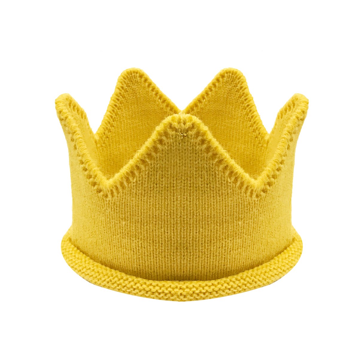 Wrapables Baby Boy & Girl Birthday Party Knitted Crown Headband Beanie Cap Hat, Yellow,One Size