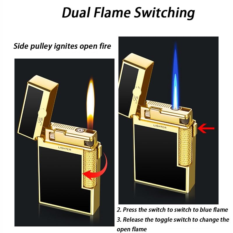 2024 New Inflatable Lighter, Blue Flame + Open Flame, Side Slide Single Flame, Adjustable Flame Size, Suitable for Boyfriend Girlfriend Father, Daily Use (Color : C3)