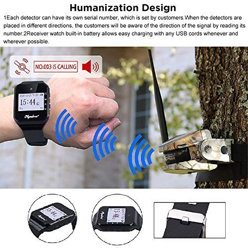 Olymbros Security Sensors/Outdoor Animals Alarm System Kit 360°20m/ Long Range IR IP54 Motion Detector&Sensor with Sound/Vibration/Visual Three Alerts for Hunting/Camping/Home Security
