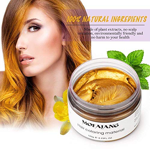 MOFAJANG Unisex Hair Wax Color Dye Styling Cream Mud, Natural Hairstyle Pomade, Washable Temporary,Party Cosplay (Gold)